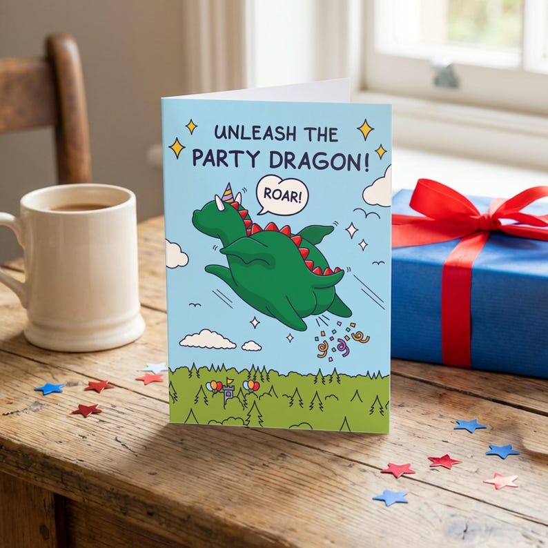 Funny Dragon Birthday Card: Farting Confetti for Boys - Etsy