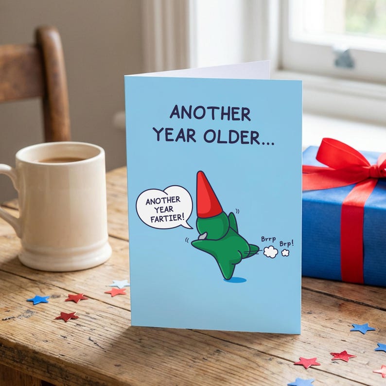 Funny Birthday Card for Him: Old Man Joke, Another Year Older, Cheeky ...