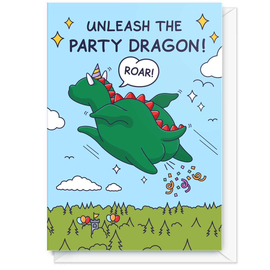 Funny Dragon Birthday Card: Farting Confetti for Boys - Etsy