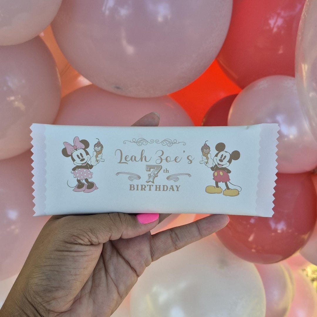 Mickey and Minnie Mouse Chocolate Wrapper: Personalized Birthday Party ...