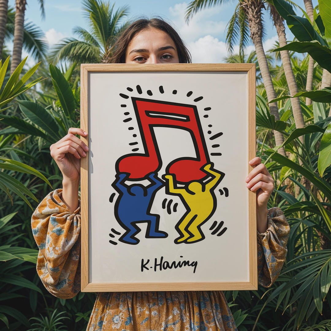 Keith Haring Music Note Art Print - Vibrant Giclée Fine Art Poster ...