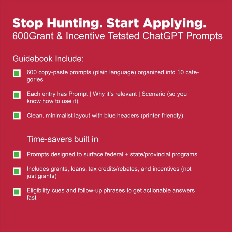 600 Chatgpt Prompts Guide for Grants, Tax Credits, Loans and Incentives ...