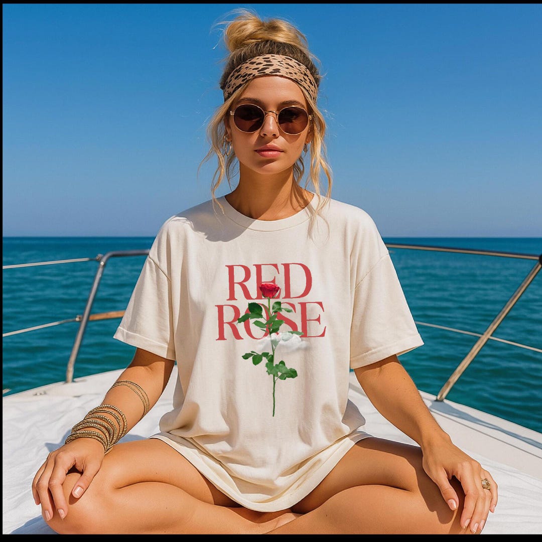 Red Rose Graphic Tee, Vintage Streetwear, Romantic Gift - Etsy