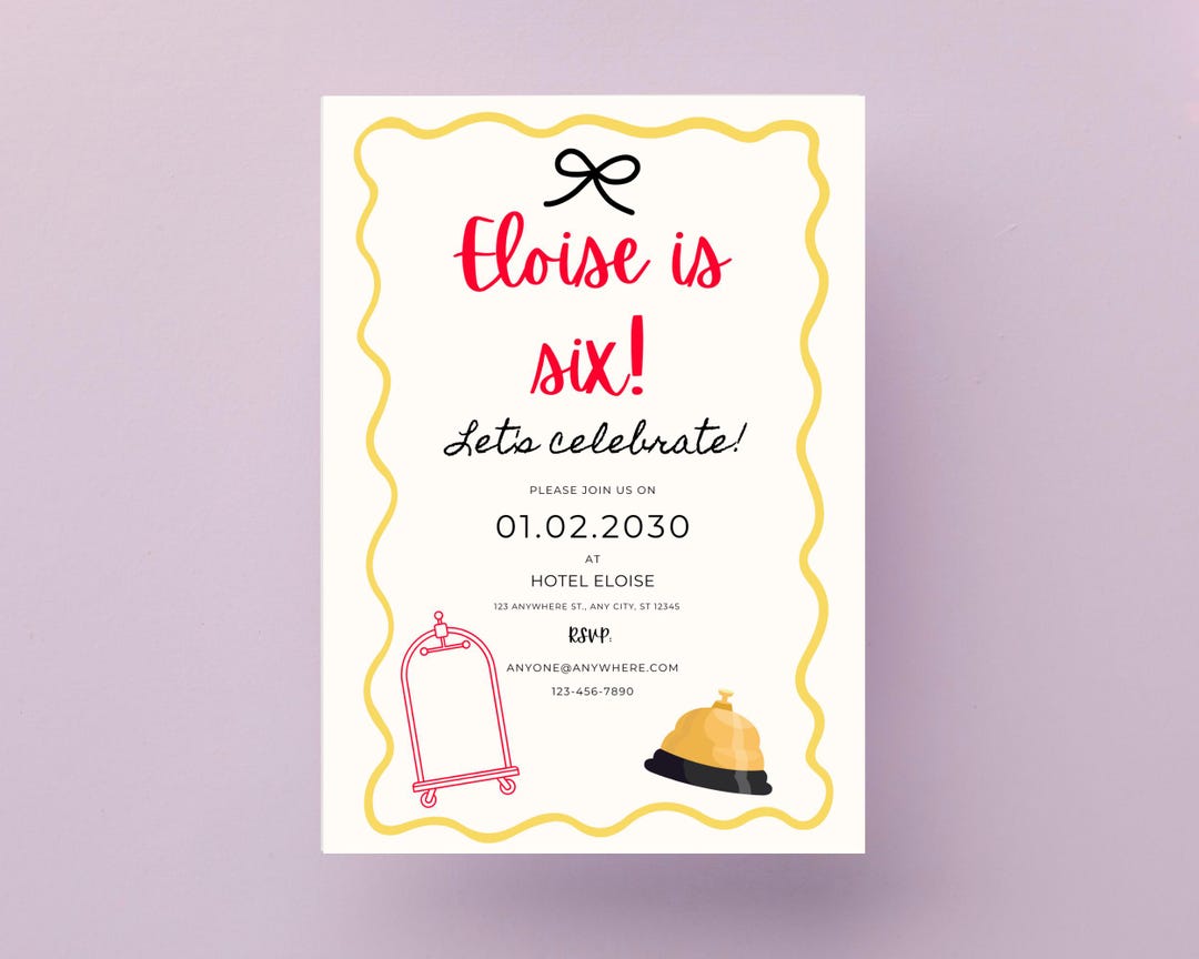 Editable Eloise Birthday Invitation | Hotel-themed Party Invite ...