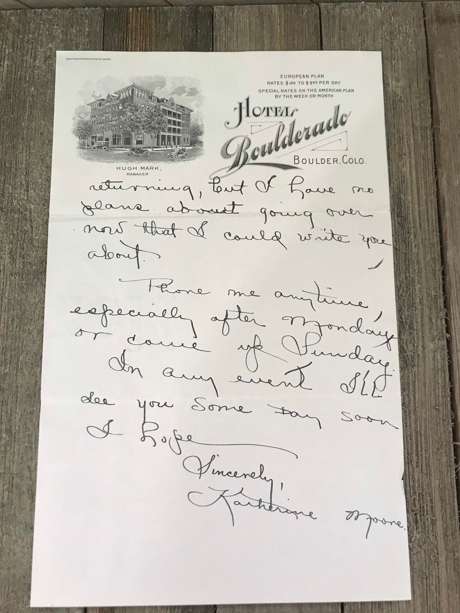 1920's Hotel Boulderado, Boulder, Colorado Stationery 1 C Ben Franklin ...