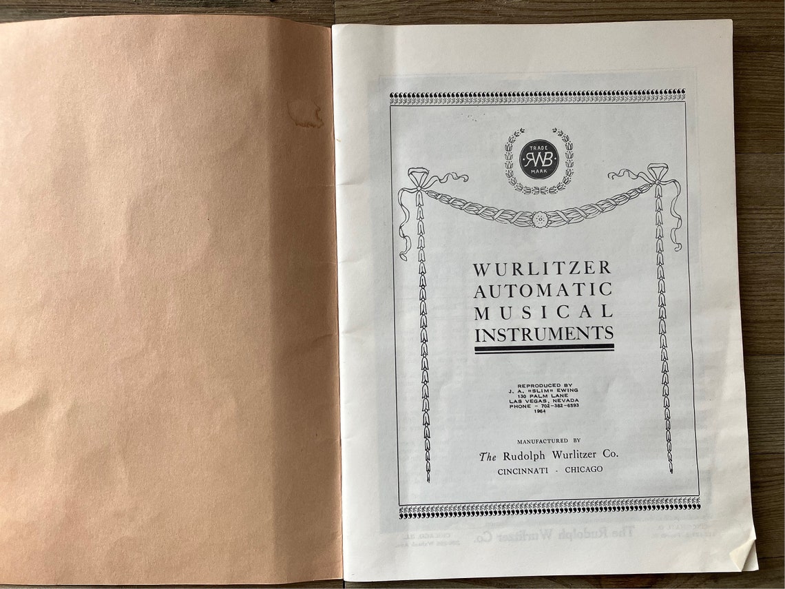 Antique Catalogue Wurlitzer Automatic Musical Instruments Chicago ...
