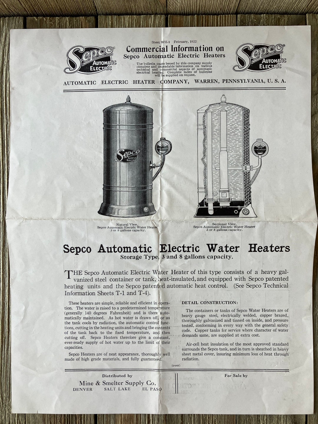 Antique 1922 Sepco Automatic Electric Water Heater Commercial ...