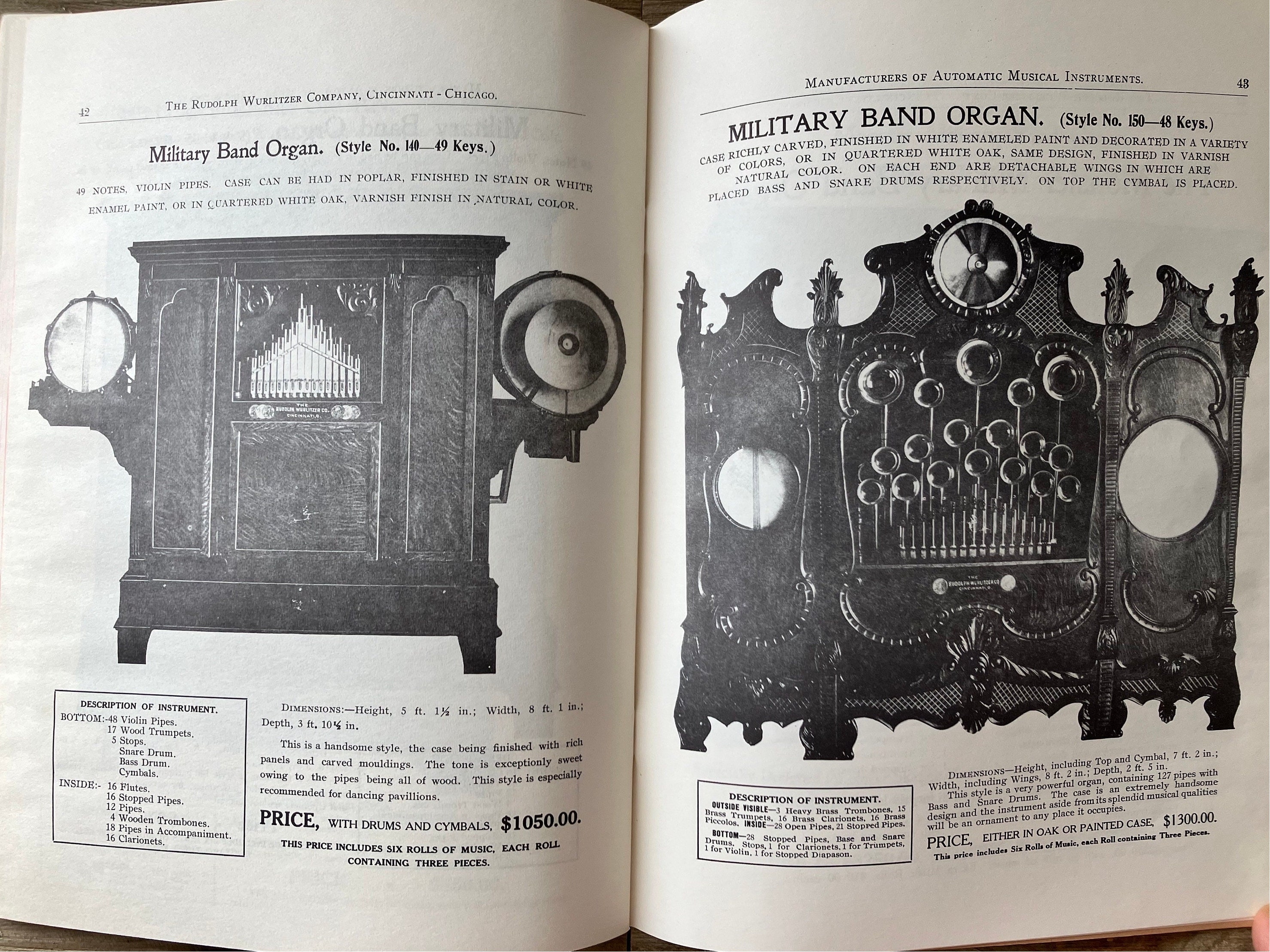 Antique Catalogue Wurlitzer Automatic Musical Instruments Chicago ...