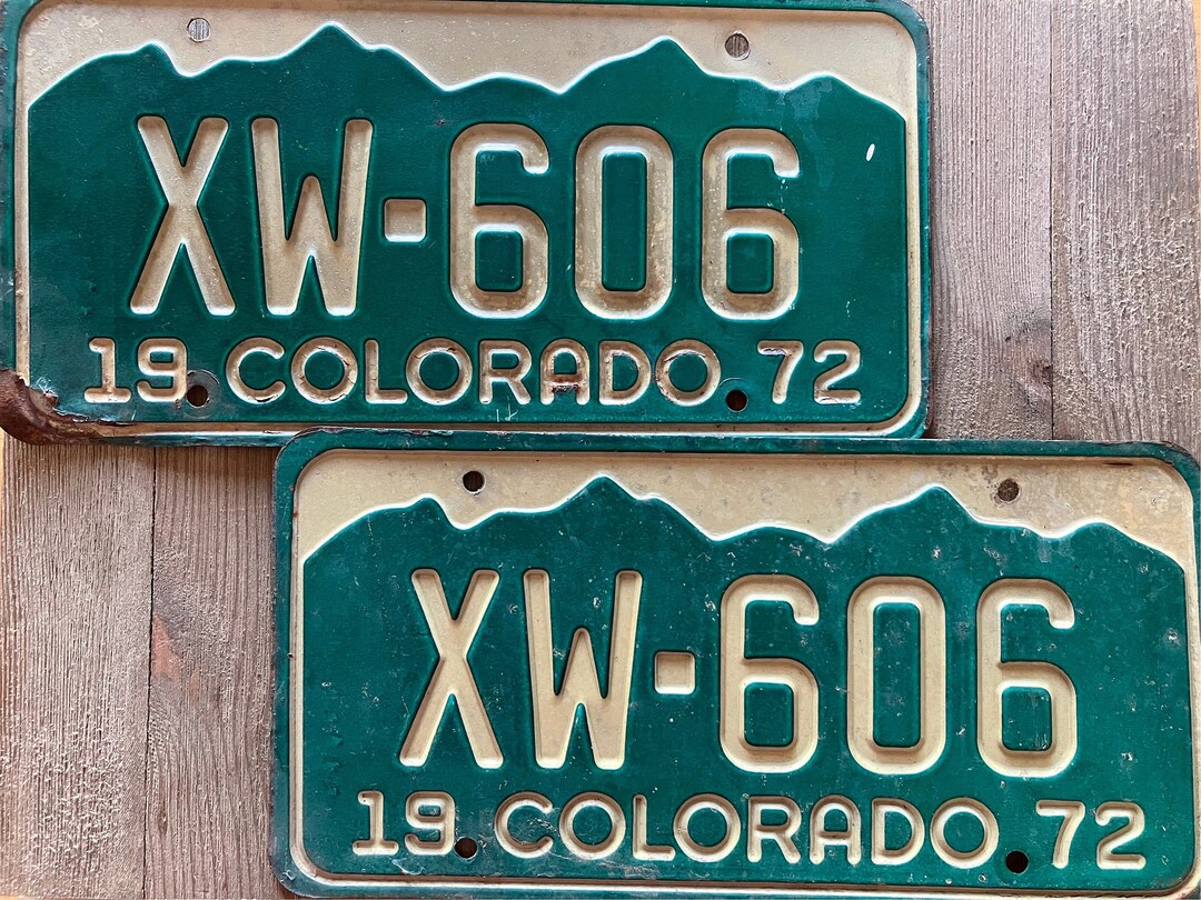 1972 Vintage Colorado Green Mountains License Plate Pair - Crowley ...