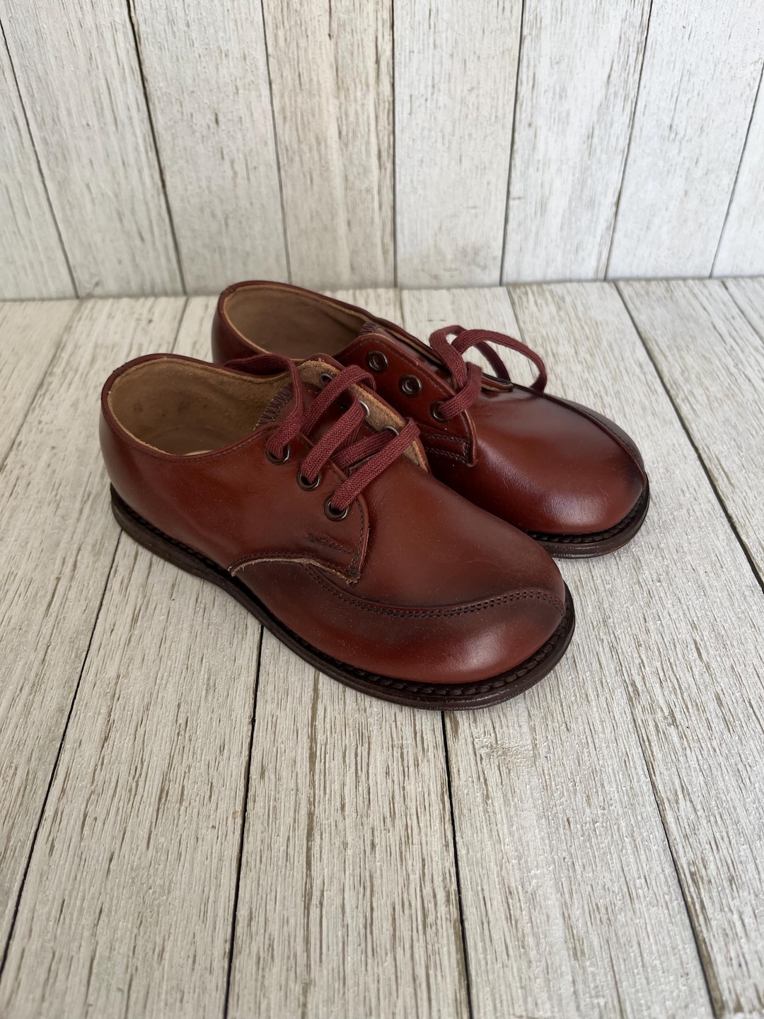 Vintage Kids Brown Leather Oxford Shoes Toddler Boy Size 6 - 1950's ...