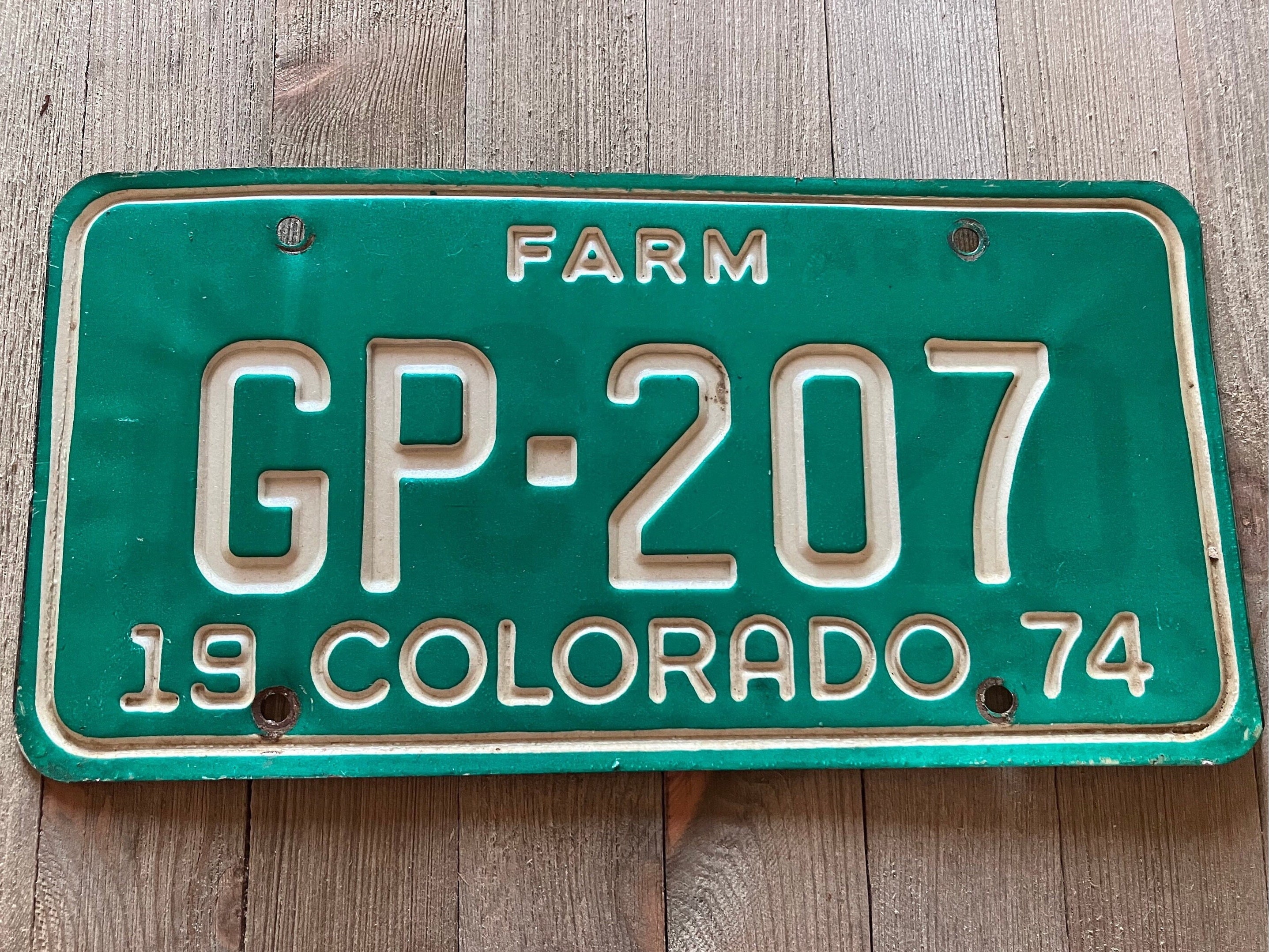 1974 Vintage Colorado Farm License Plate Pueblo County Colorado GP-207 ...