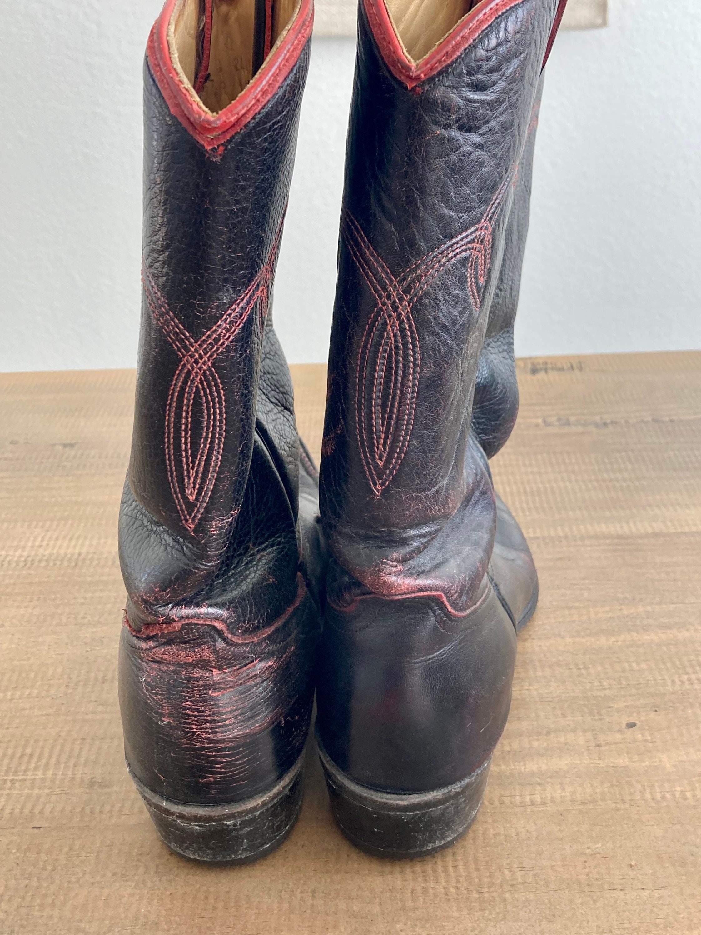 Vintage 1950's Wrangler Black Leather Cowboy Western Boot - Etsy