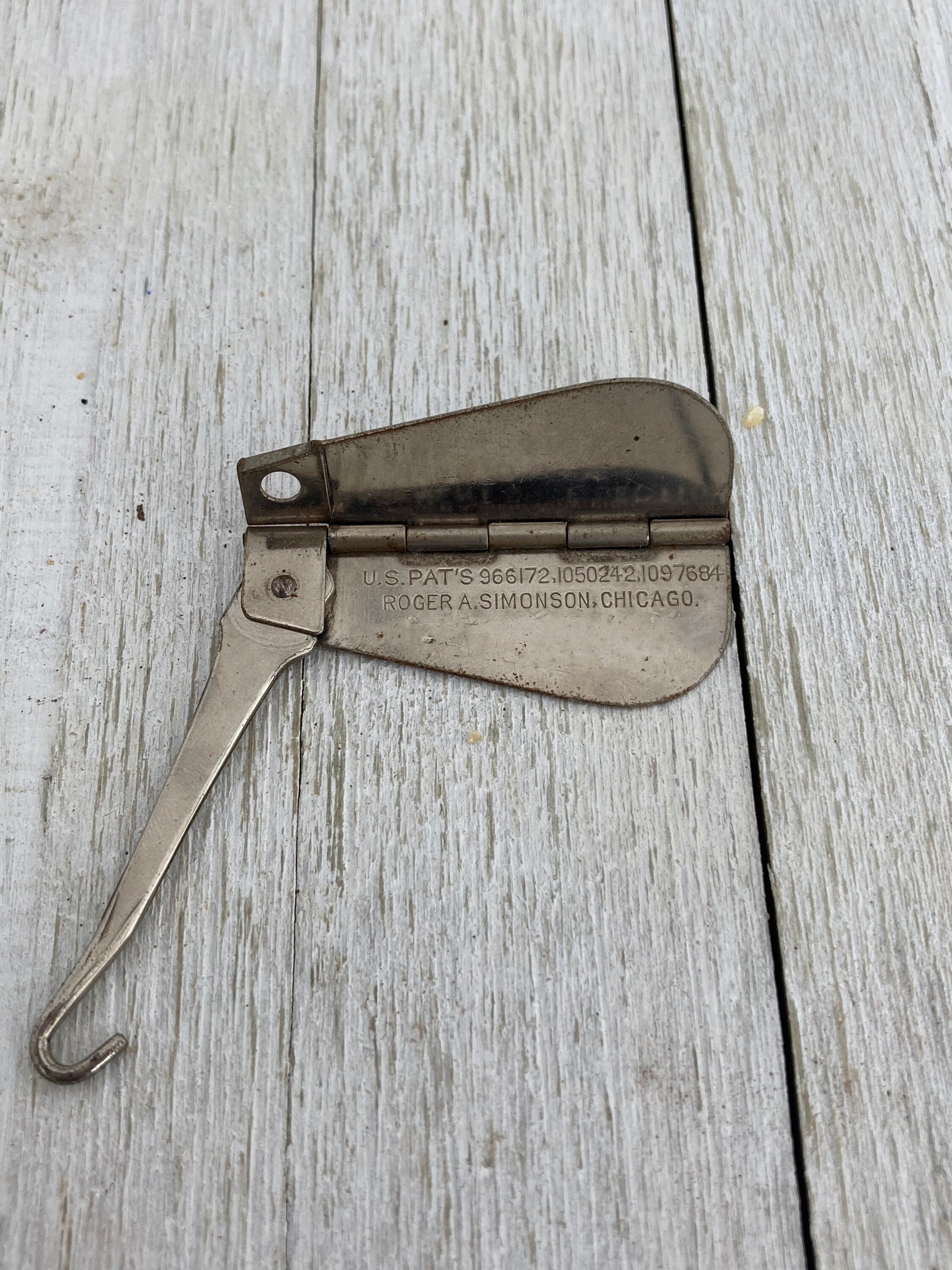 Antique Primitive Folding Metal Button Hook Pocket Button Hook Shoe ...