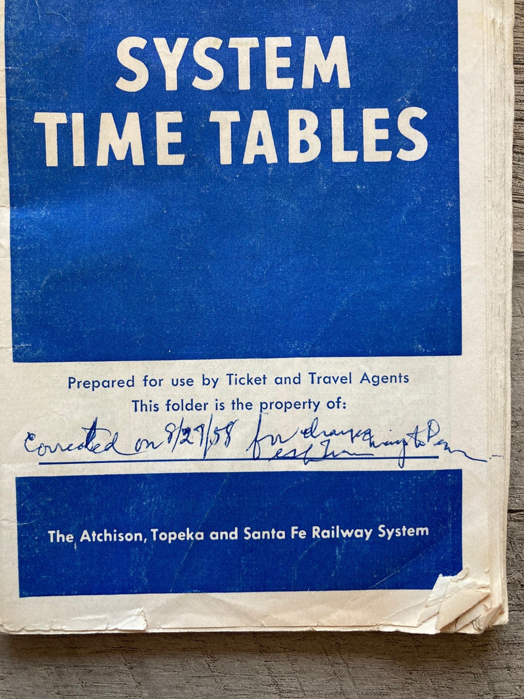 1958 Issue Santa Fe Railway Time Tables Travel Agent Edition - Etsy