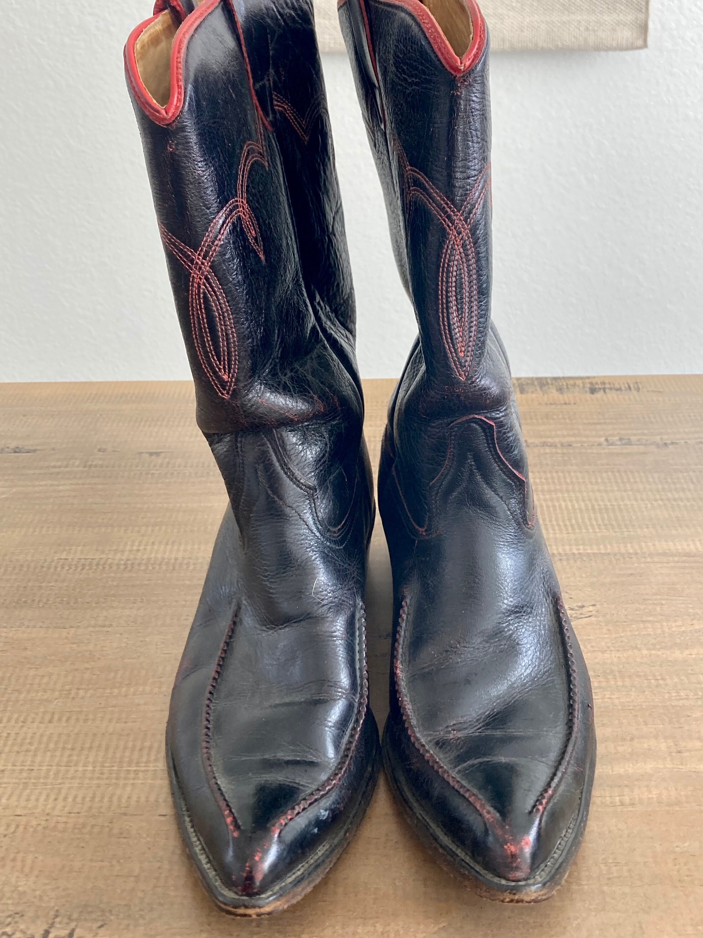 Vintage 1950's Wrangler Black Leather Cowboy Western Boot - Etsy