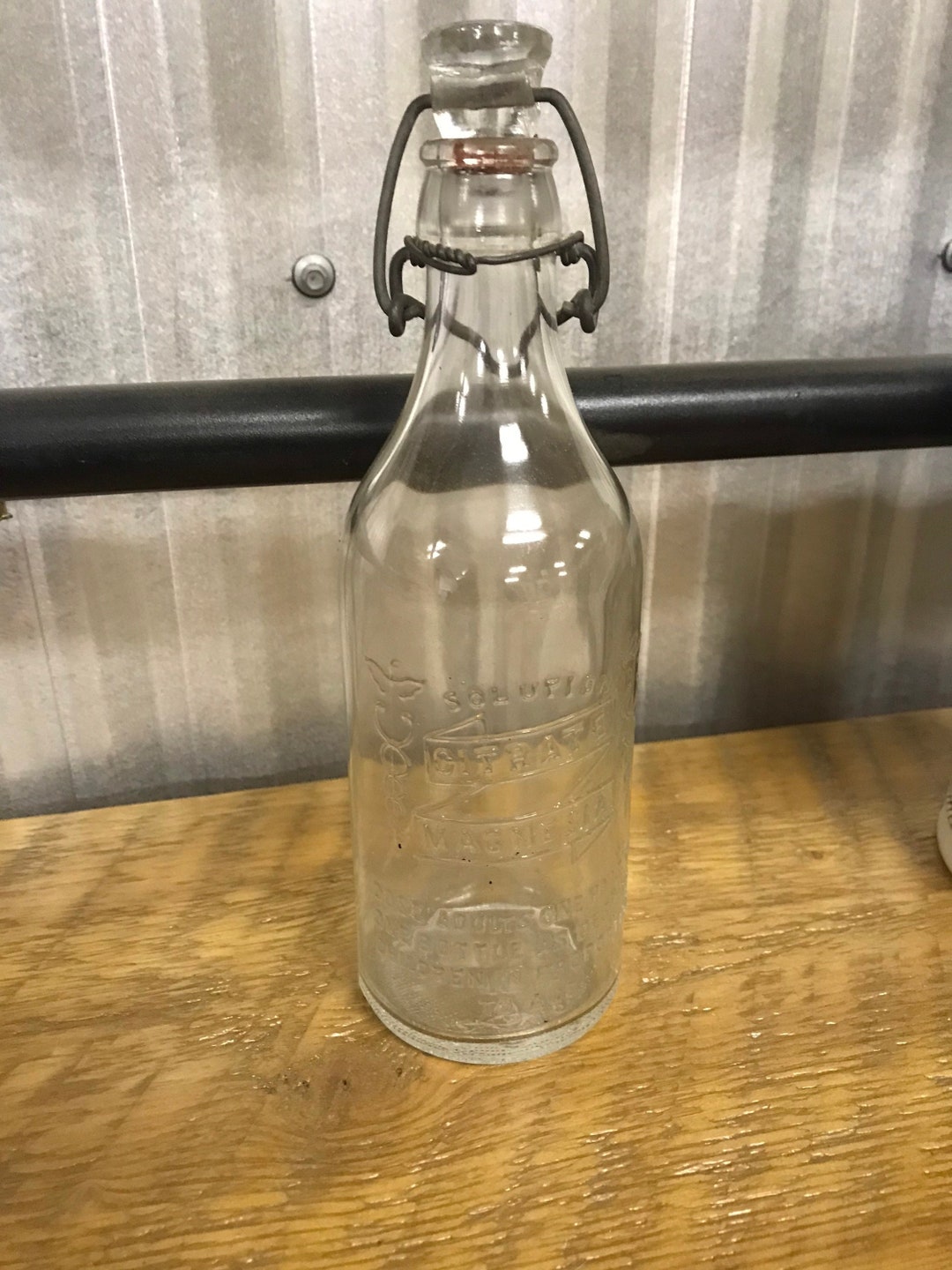 Antique Apothecary Citrate of Magnesia Bottle With Wire and Glass ...