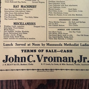 Vintage 1947 Public Auction Notice - Trucks, Tractors and ONE OLD HORSE ...