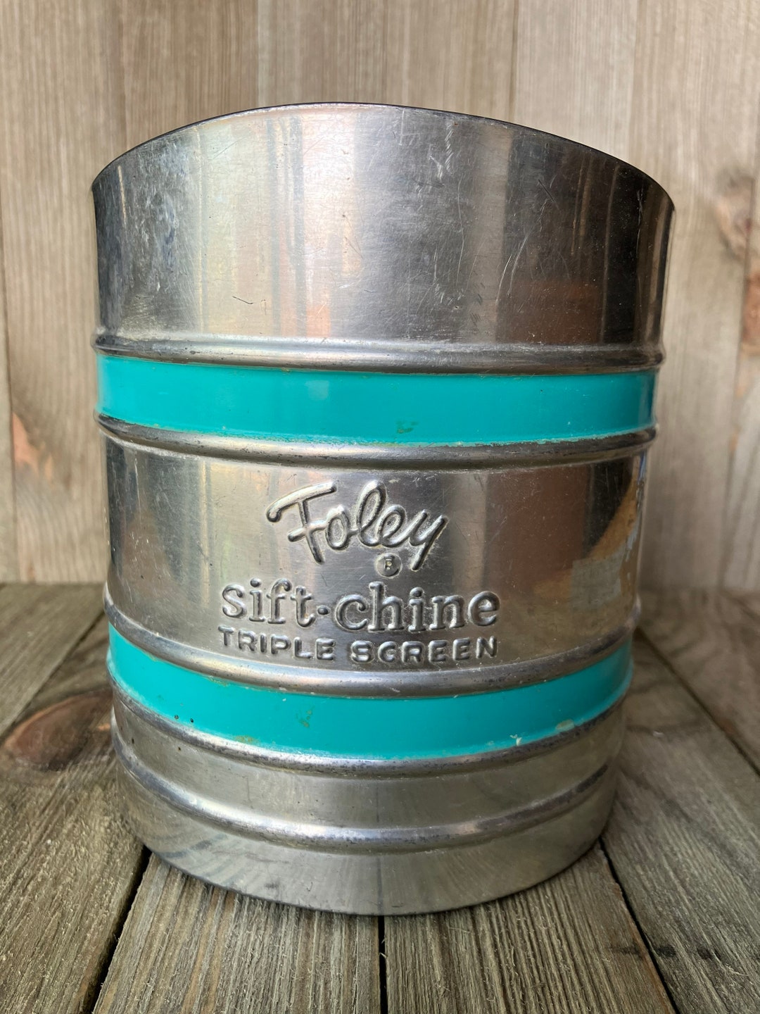 Vintage Foley Sift-chine Triple Screen Flour Sifter Aqua Bands - Etsy
