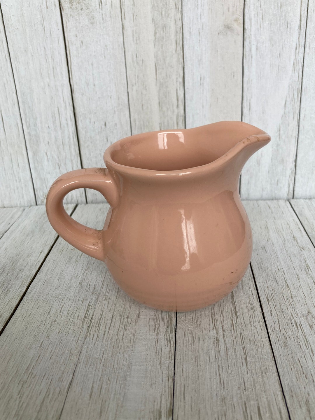 Vintage Miniature Ceramic Pitcher in Peach - Mini Milk Pitcher, Creamer ...