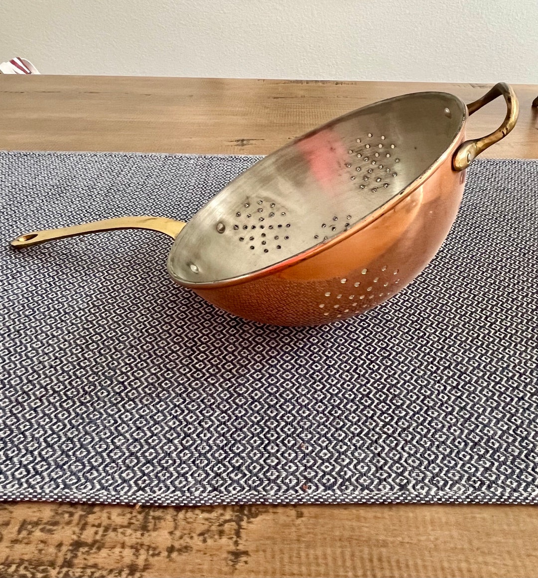 Vintage Vintage Copper & Brass Strainer Colander Brass Handles Portugal ...