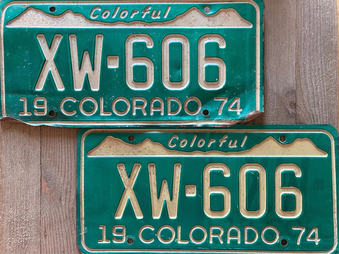 1974 Vintage Colorful Colorado License Plate Pair - Crowley County ...