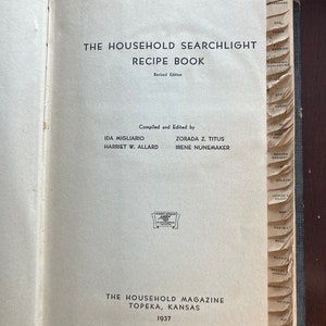 1937 the Household Searchlight Recipe Book the Household Magazine ...