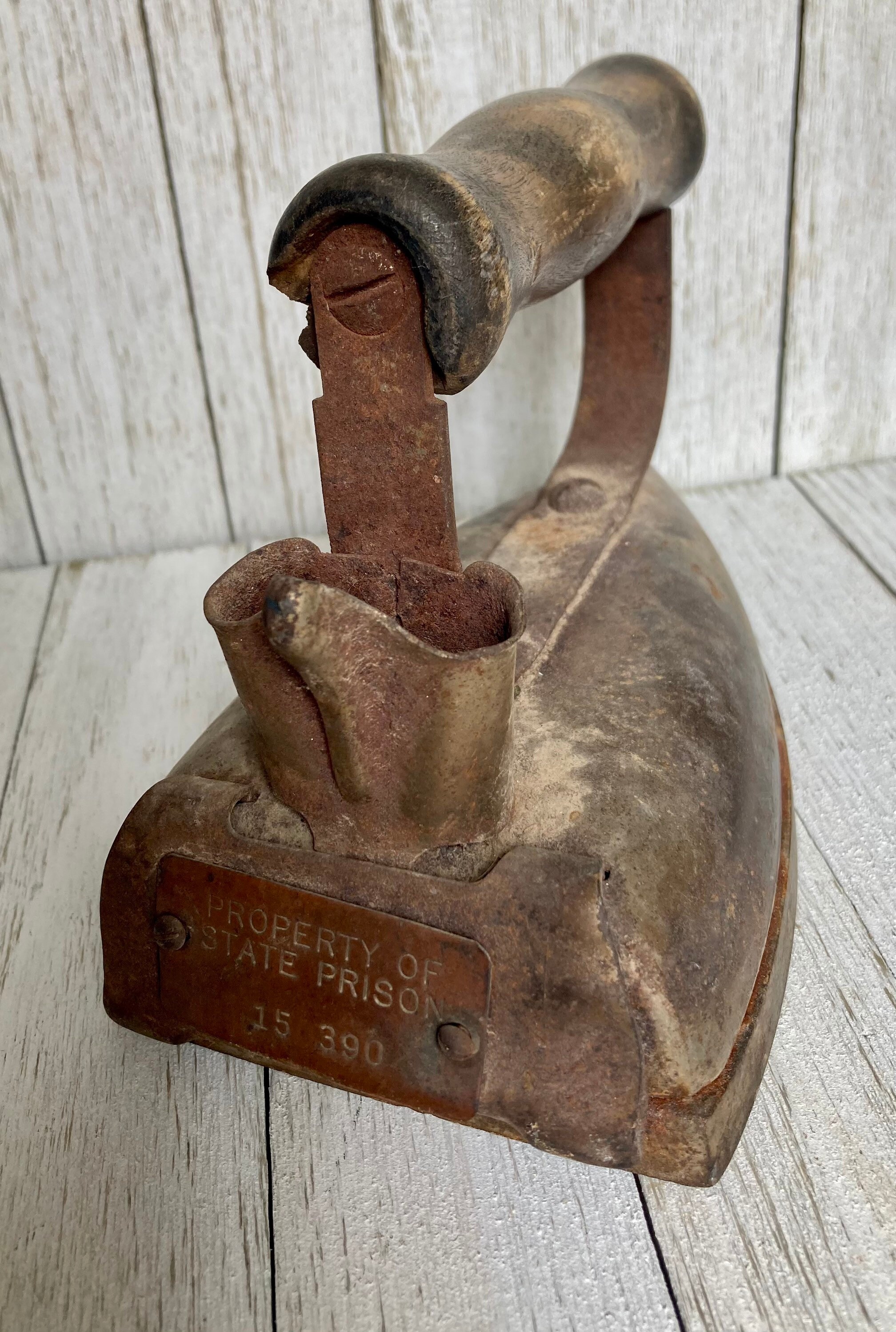 RARE Antique Sad Iron Stamped property of State Prison Rare Collectible ...
