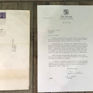 The Arcady Apartment Hotel Letter to John C. Vroman, Manzanola Colo ...