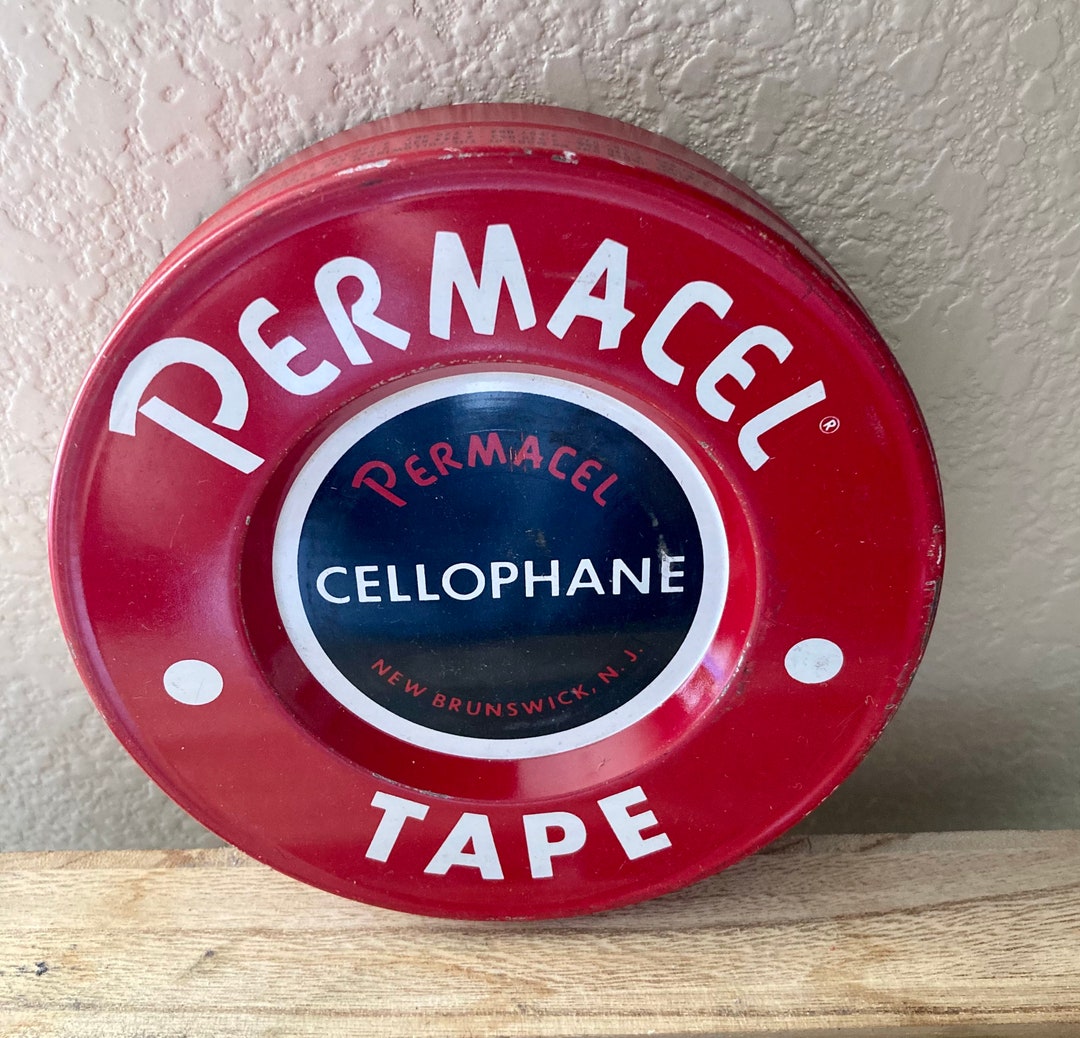Vintage 1950s Round Permacel Cellophane Tape Tin New - Etsy