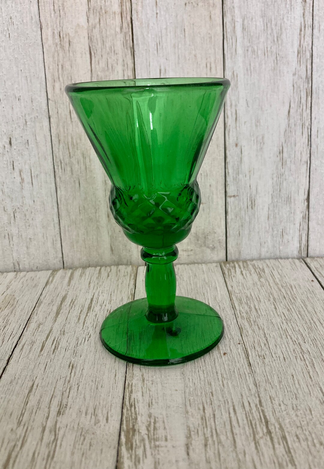 Vintage Green Glass Goblet - Replacement Glassware - Etsy