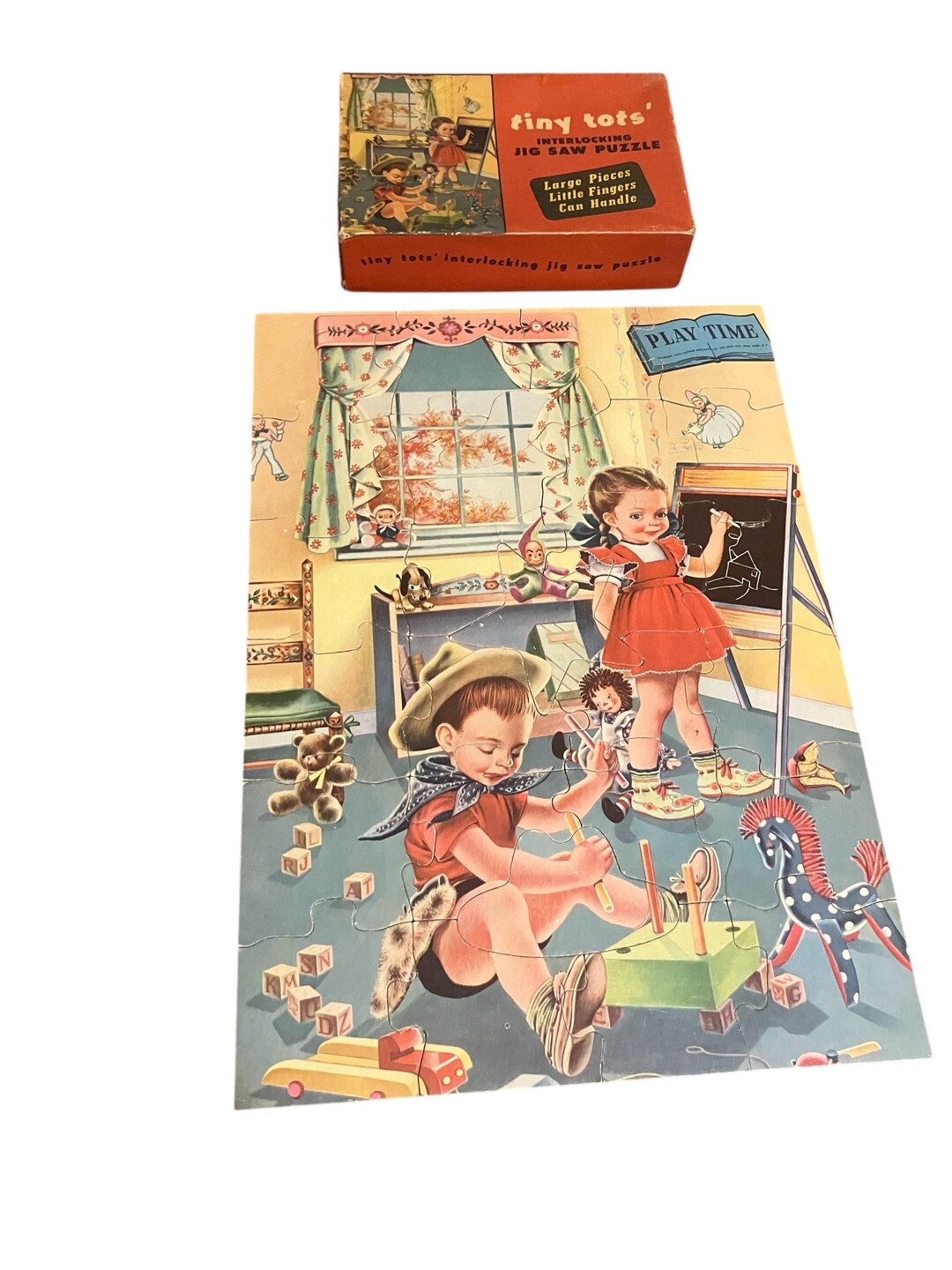 1947 Jaymar Tiny Tots Jigsaw Puzzle “playtime” Complete Interlocking ...