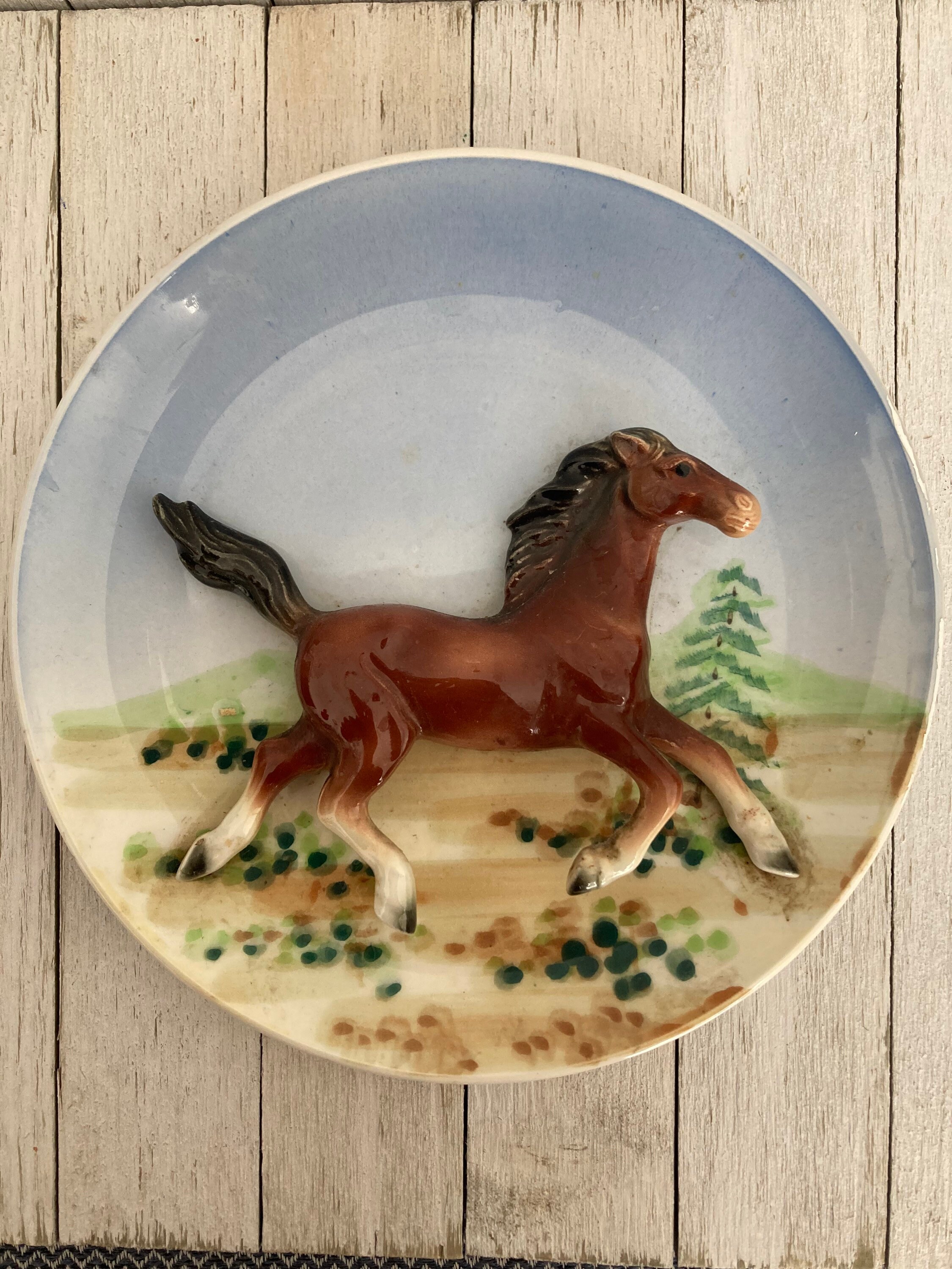 Rare Vintage 3D Horse/pony Collectible Plate 1950s Porcelain Wall Decor ...