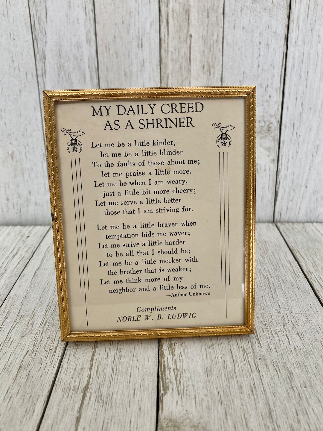 Vintage Framed Shriners Creed - Less of Me by Glen Campbell / Edgar ...
