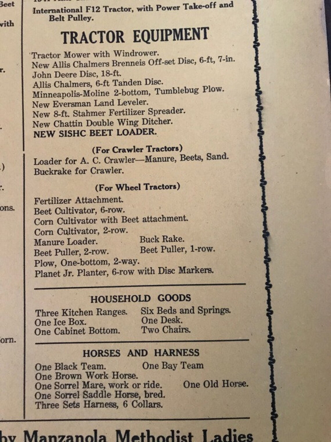 Vintage 1947 Public Auction Notice - Trucks, Tractors and ONE OLD HORSE ...