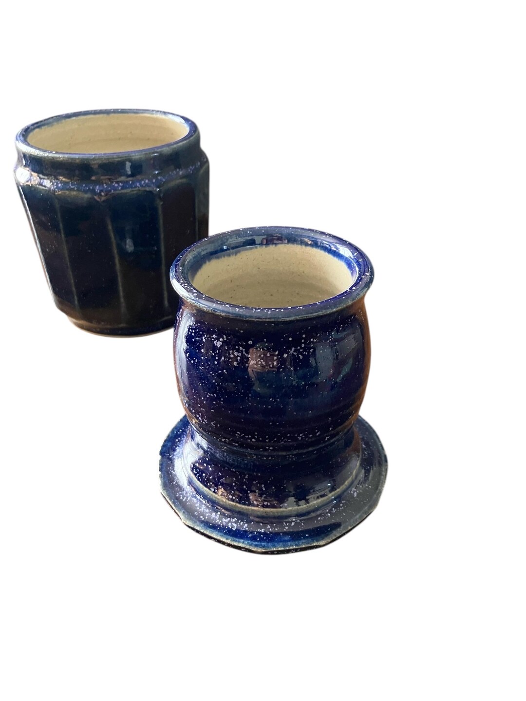 Vintage Pottery Butter Bell Hand Painted Blue Glaze Butter Dish - Etsy