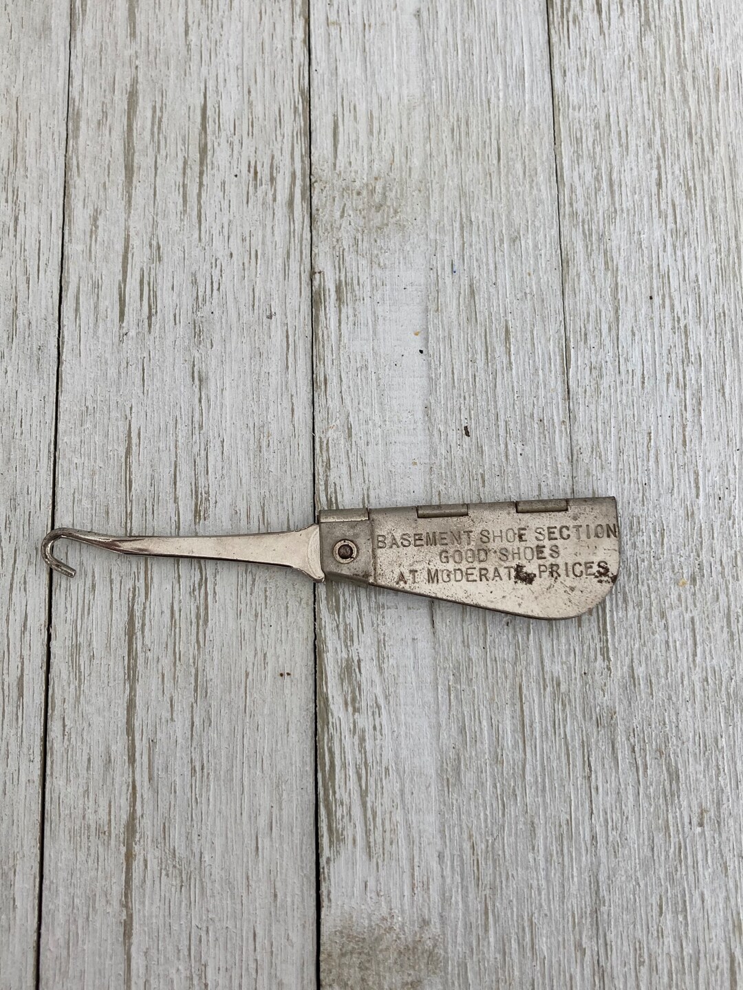 Antique Primitive Folding Metal Button Hook - Pocket Button Hook - Shoe ...