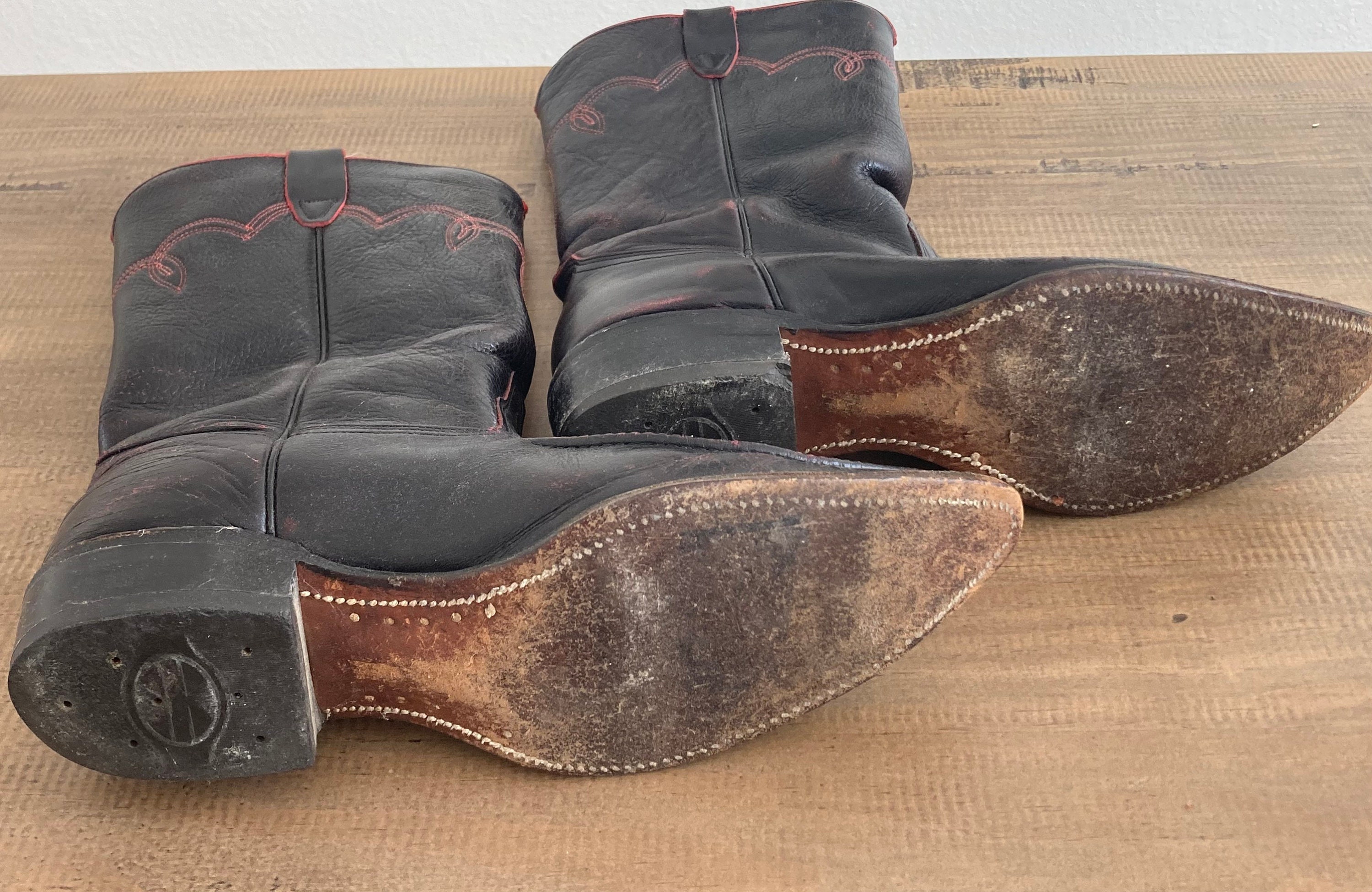 Vintage 1950's Wrangler Black Leather Cowboy Western Boot - Etsy