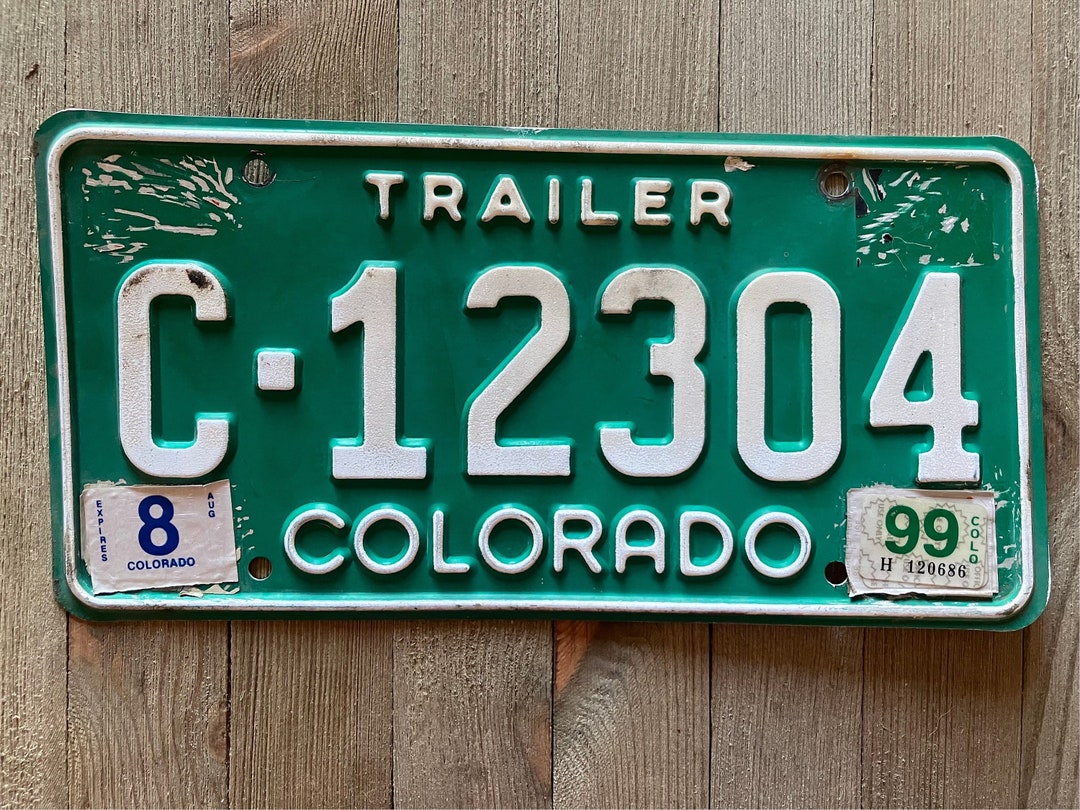 Vintage 1990s Colorado Trailer License Plate Single C-12304 White on ...