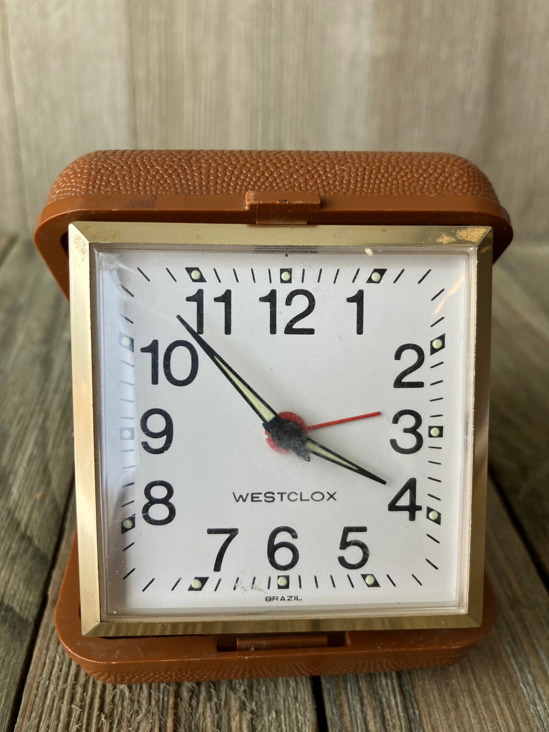 Vintage 1970s Westclox Folding Pocket Keywound Travel Alarm Clock 44512 ...