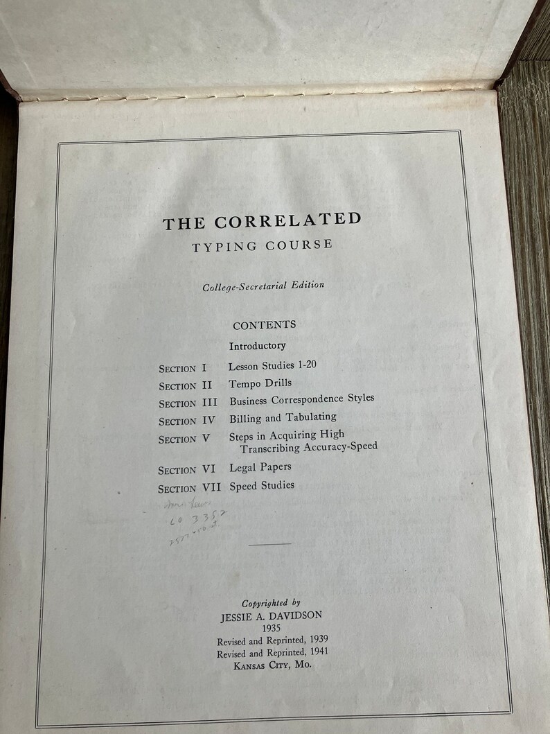 Vintage 1940s College Secretarial Typing Book - Correlated Typing 1941 ...