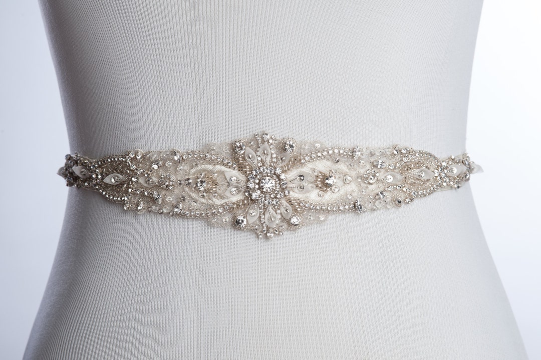 Rhinestone Bridal Sash, Crystal Wedding Dress Belt, Style W-SB060 - Etsy