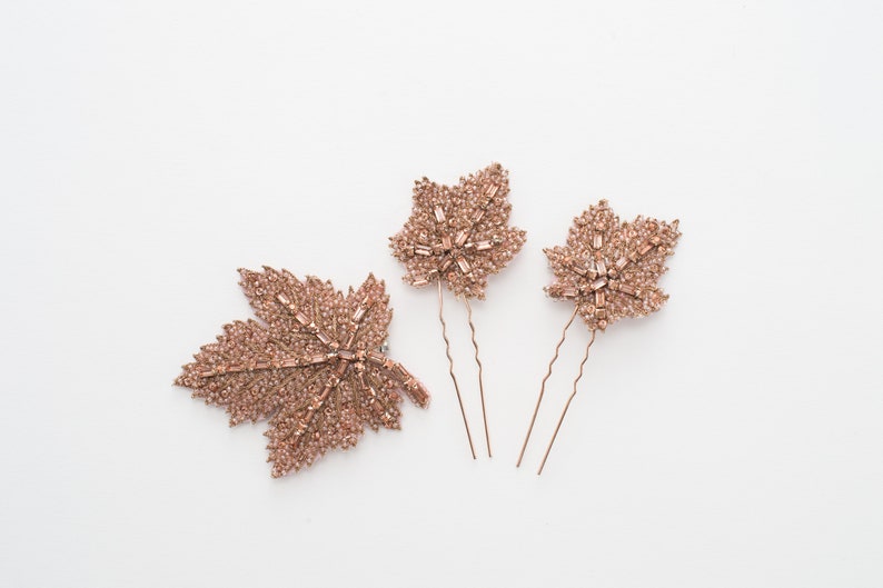 Maple Leaf Bridal Hair Clip - Crystal Beaded Leaf Headpiece - Etsy