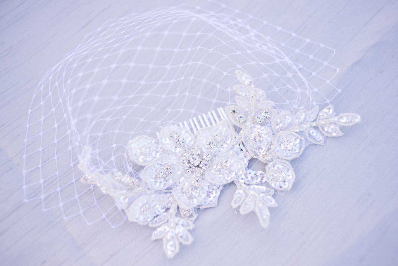 Wedding Veils Silver Crystal Lace Birdcage Veil Petite - Etsy