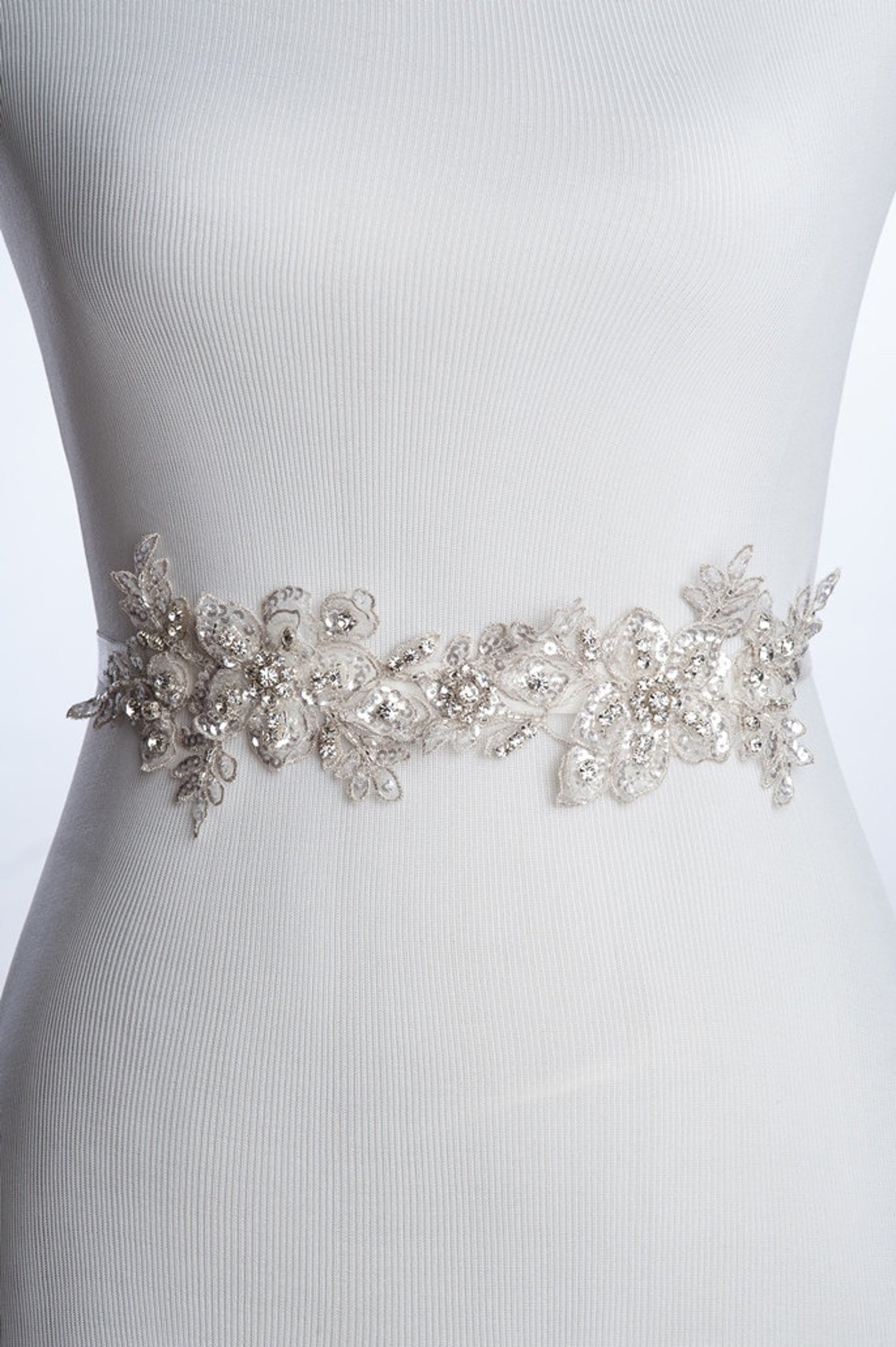 Kara Bridal Lace Sash Crystal Lace Sash Wedding Dress Sash - Etsy