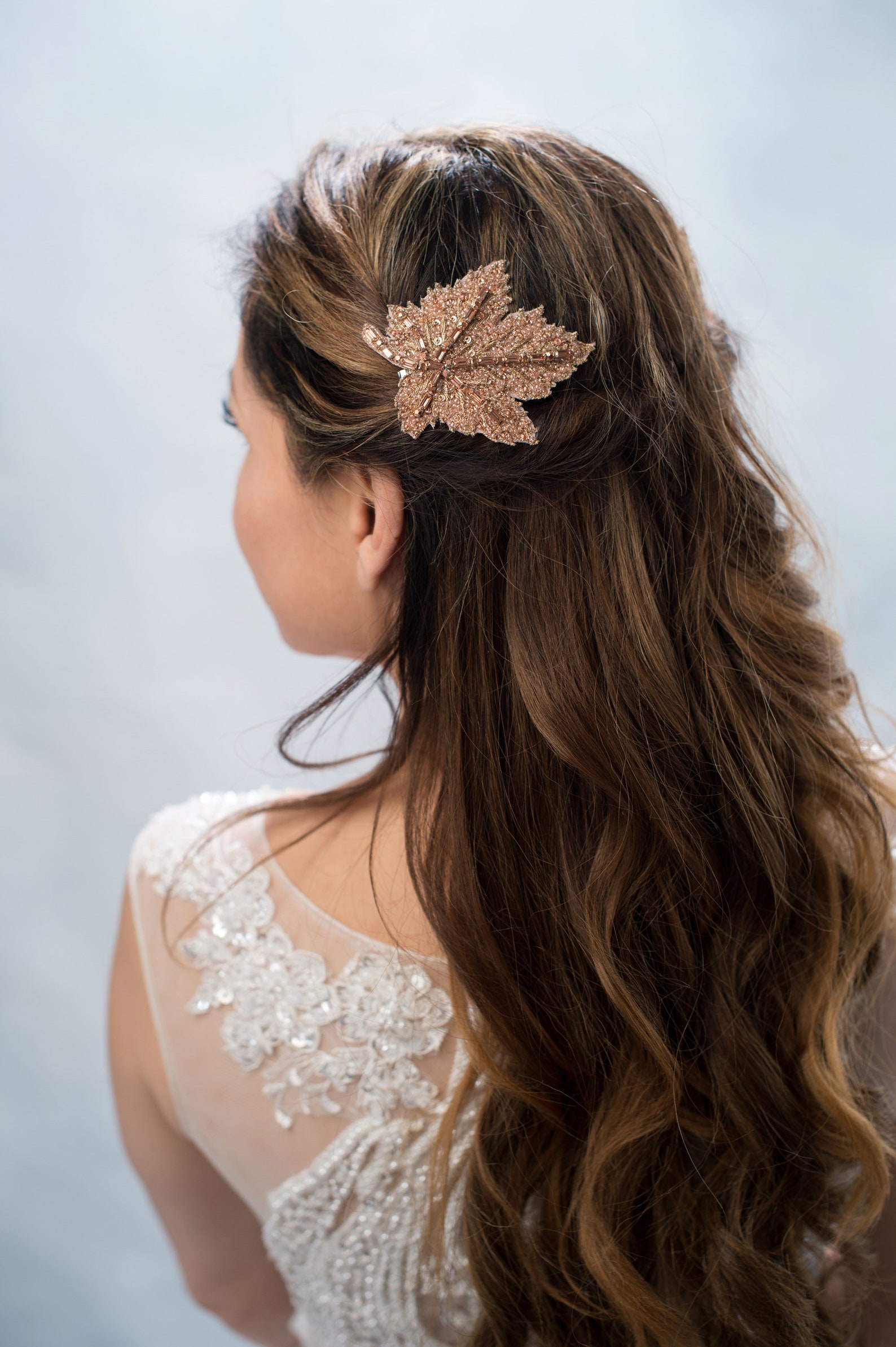 Maple Leaf Bridal Hair Clip - Crystal Beaded Leaf Headpiece - Etsy