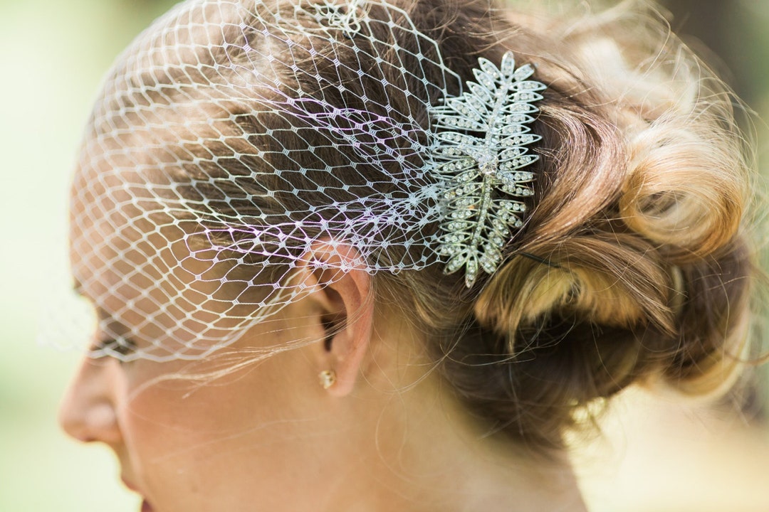Ivory Birdcage Veil, Wedding Veil, Bird Cage Veil, Crystal Comb Veil ...