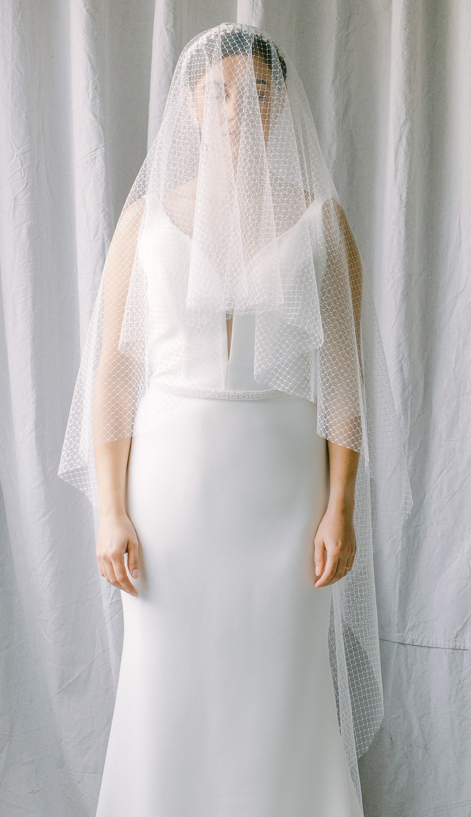 Drop Veil With Birdcage Texture Wedding Drop Veil Raw Edge - Etsy