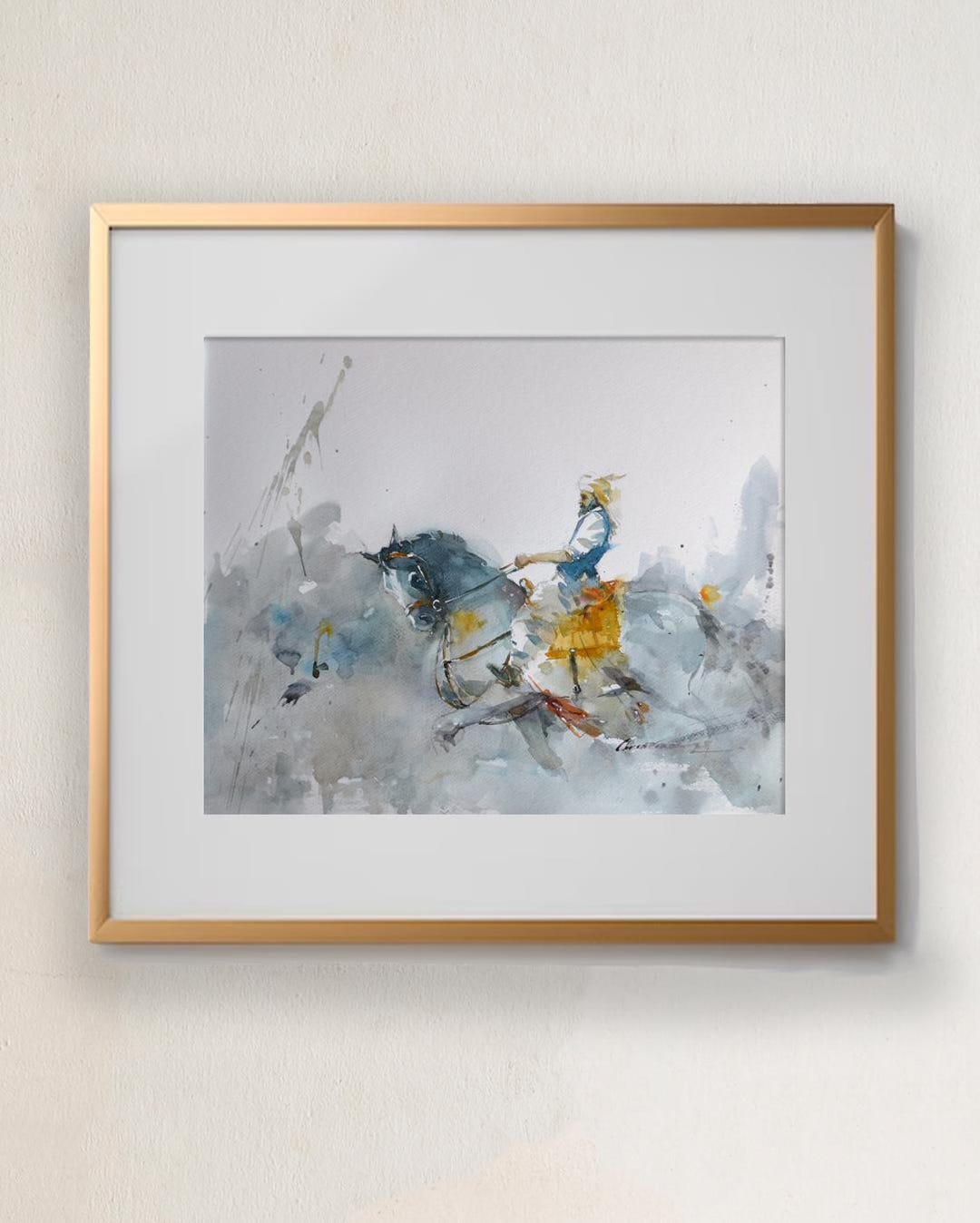 Equestrian Battle Watercolor Painting | Abstract Dynamic Action Art ...