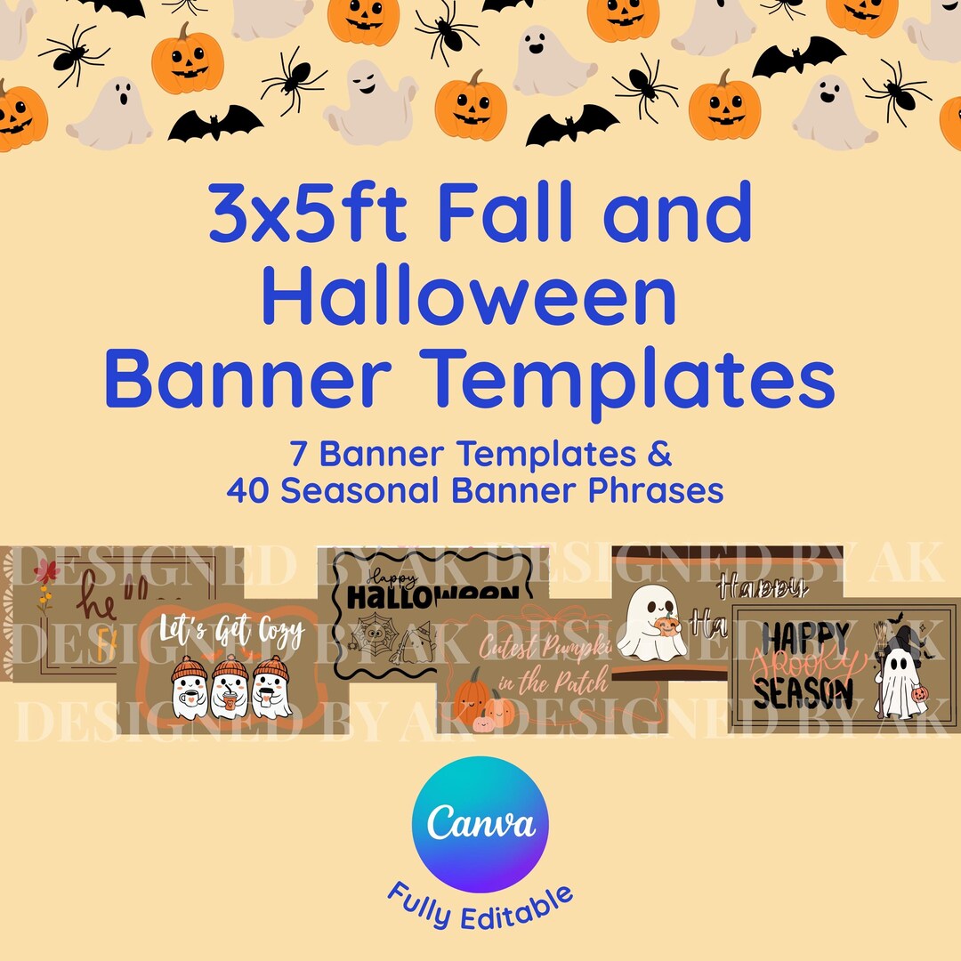 Fall and Halloween Banner Templates Pack - Etsy