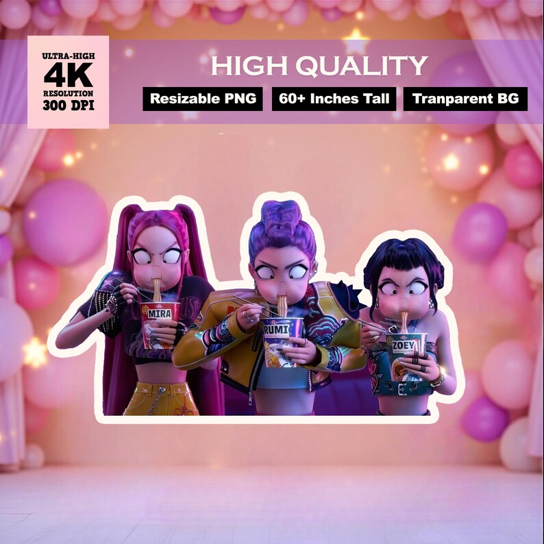 Printable Kpop Demon Hunters Standee Cut Outs, Huntrix DIY Party Paper ...